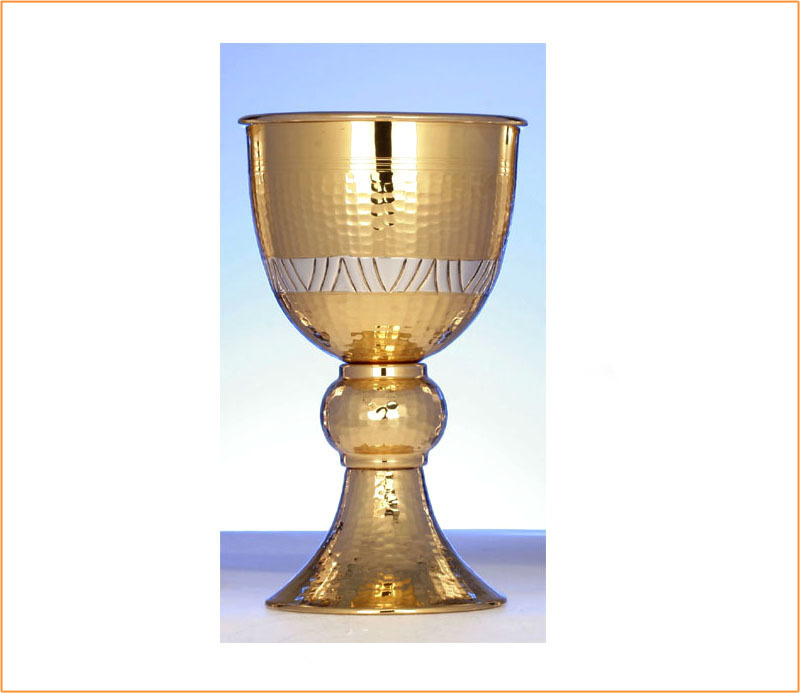 Chalice Communion silver with chiselled and simple bathroom gold