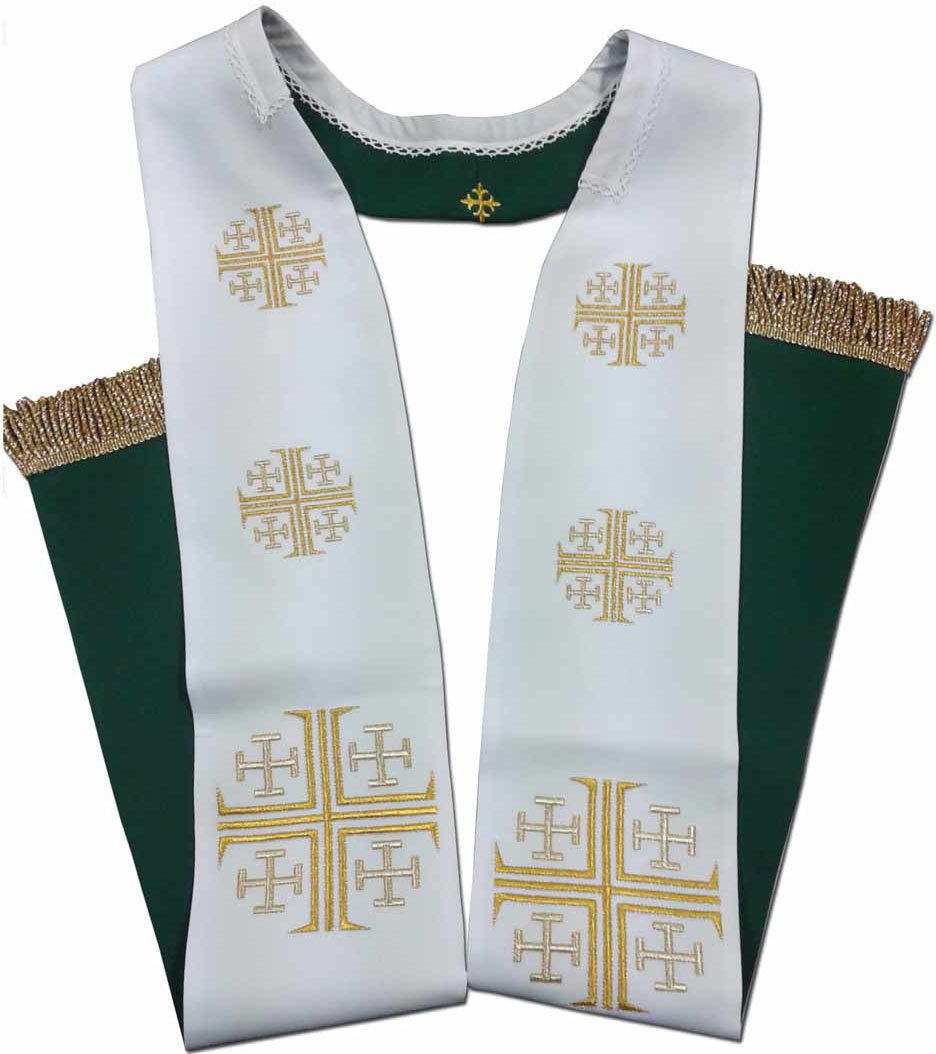Catholic clergy stole | Jerusalem Cross embroidery