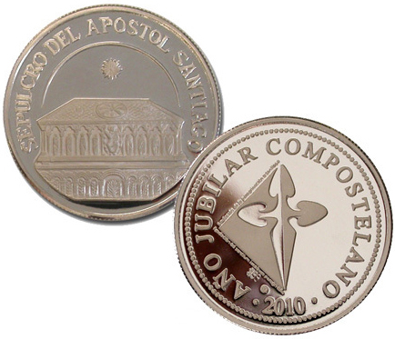 Silver coin souvenir of the tomb of the Apostle Santiago